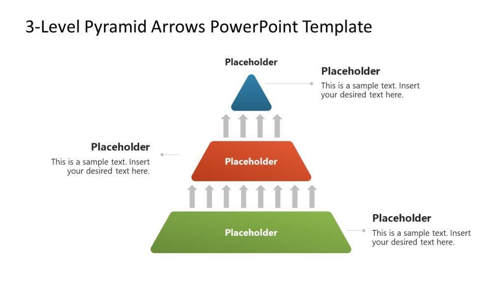 Editable 3-Level Pyramid Arrow Presentation Template - SlideModel