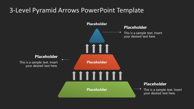 Editable 3-Level Pyramid Arrow PPT Template - SlideModel