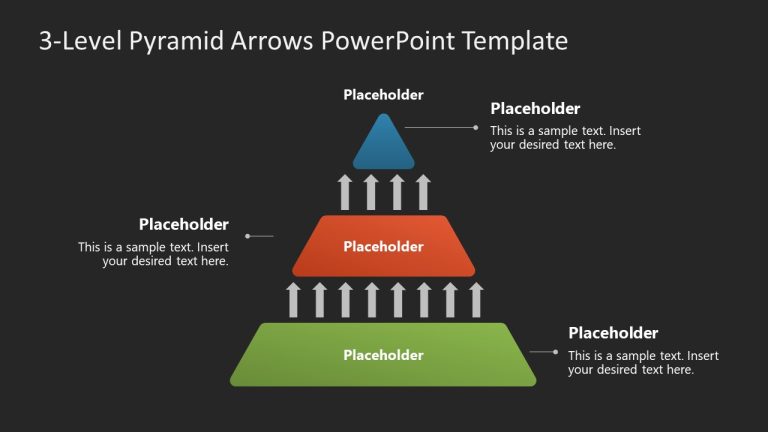 Editable 3-Level Pyramid Arrow PPT Template - SlideModel