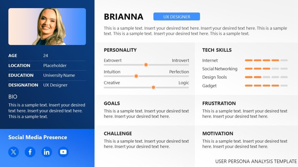 User Persona Editable Slide with Image - SlideModel