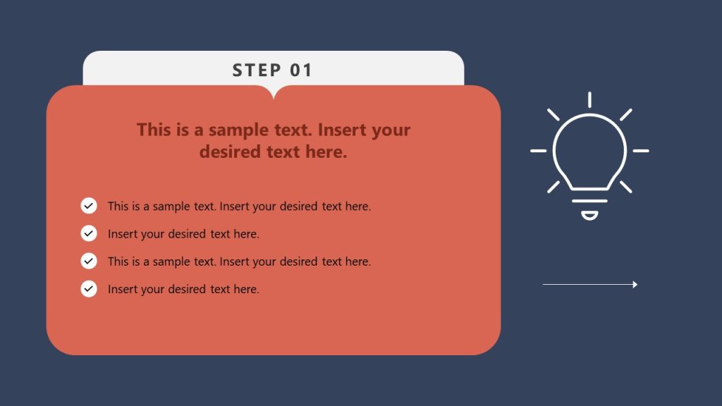 Step 1 Slide with Bullets & Icons - 5-Item Horizontal Step-by-Step ...