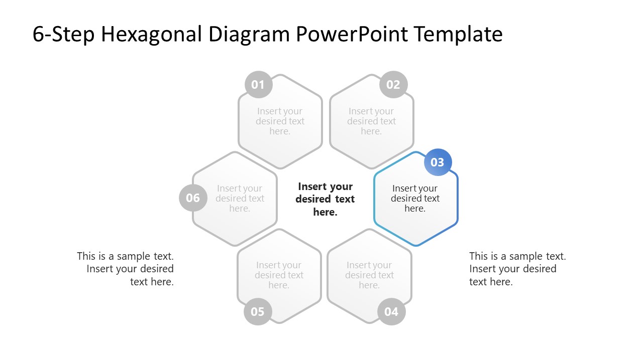 6-Step Hexagonal Diagram PowerPoint Template