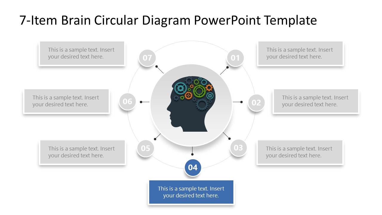 7-Item Brain Circular Diagram PowerPoint Template