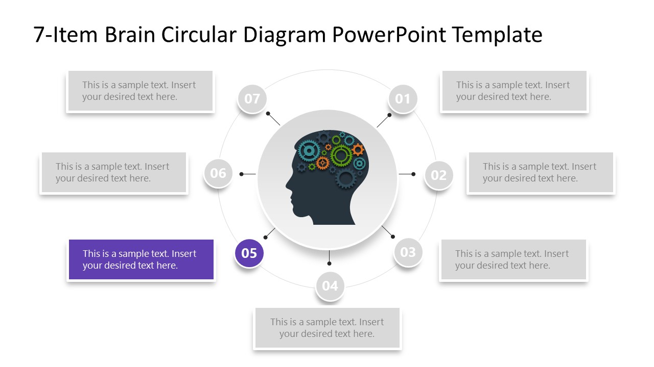 7-Item Brain Circular Diagram PowerPoint Template