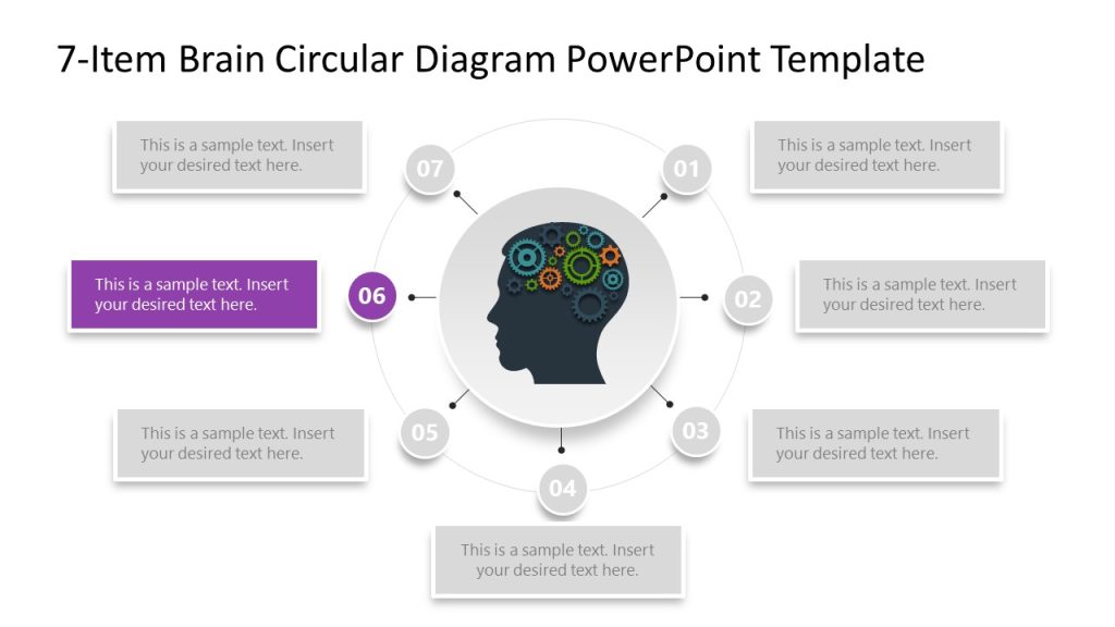 7-Item Brain Circular Diagram Slide Template - SlideModel