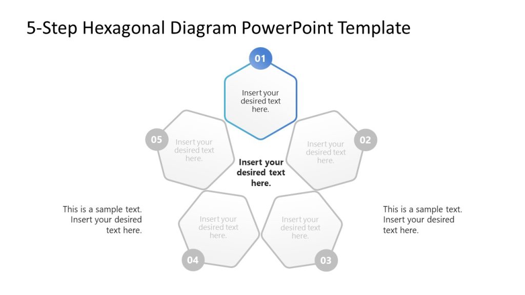 Step 1 Slide - 5-Step Hexagonal Diagram PPT Template - SlideModel