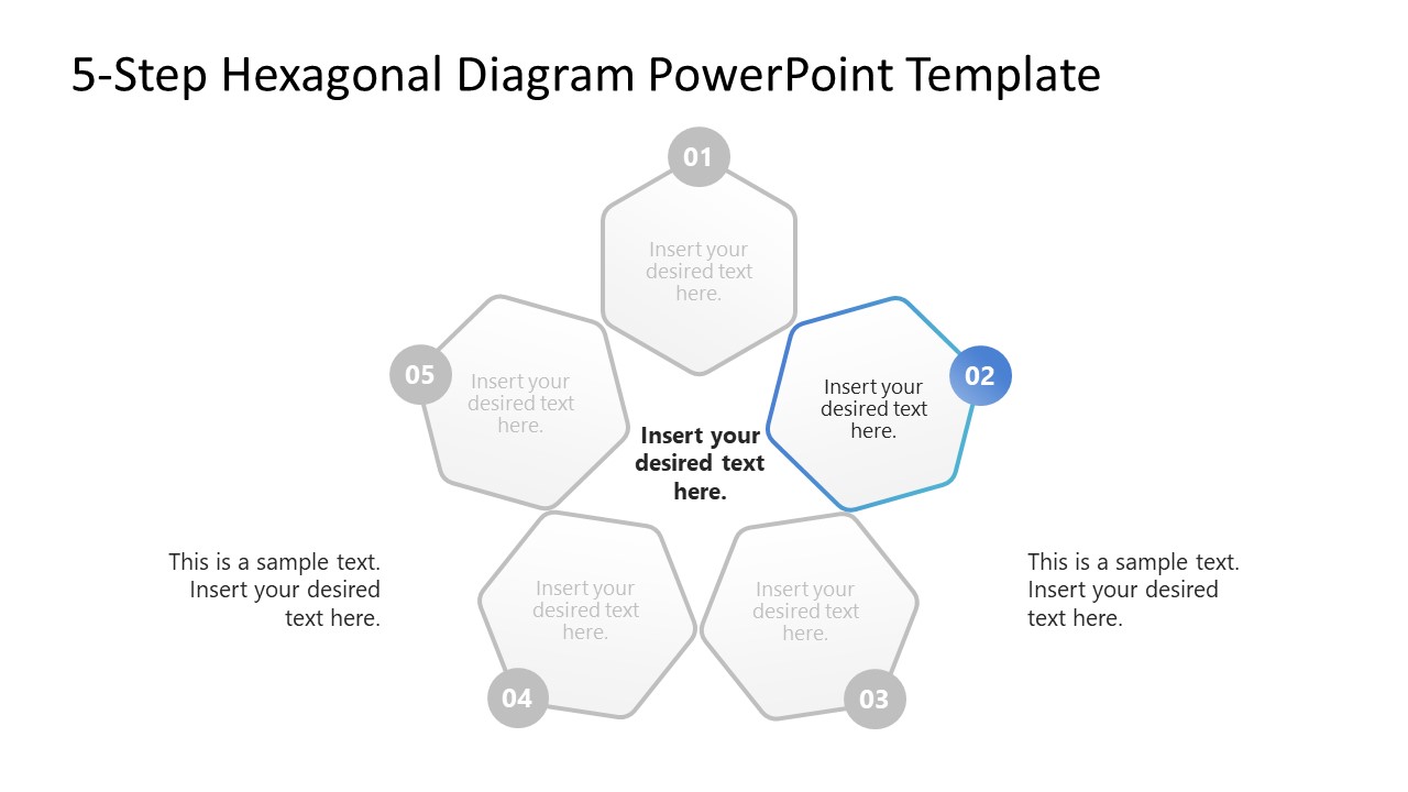5-Step Hexagonal Diagram PowerPoint Template
