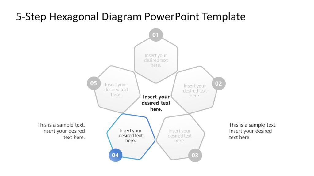 Editable 5-Step Hexagonal Diagram PPT Slide - SlideModel