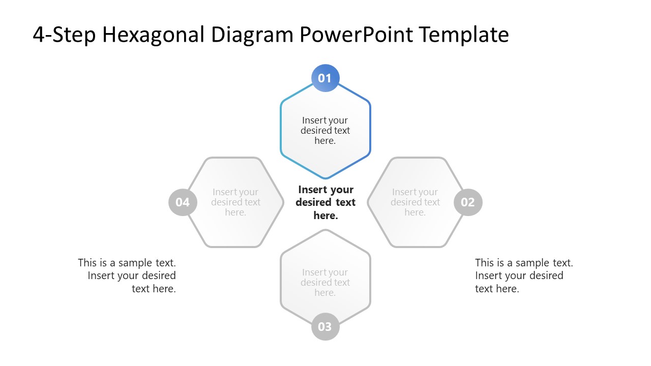 4-Step Hexagonal Diagram PowerPoint Template