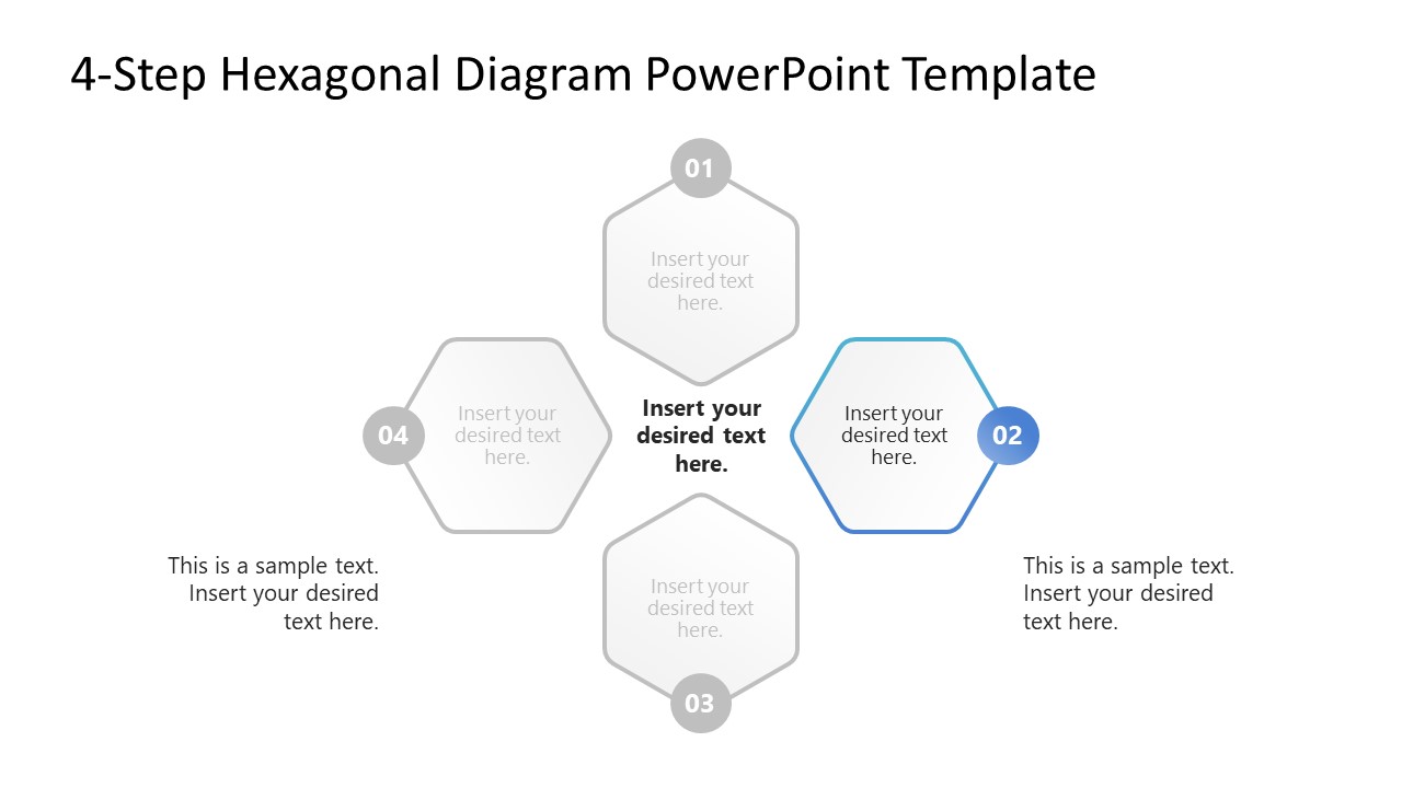 4-Step Hexagonal Diagram PowerPoint Template