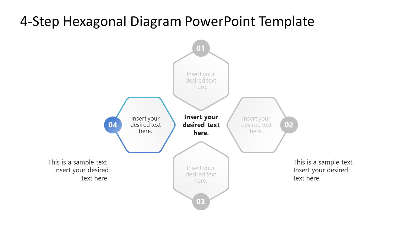4-Step Hexagonal Diagram PowerPoint Template