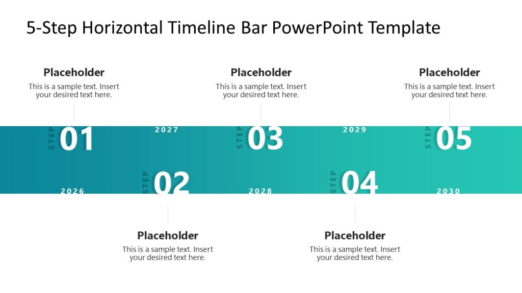 5-Step Horizontal Timeline Bar Presentation Template - SlideModel