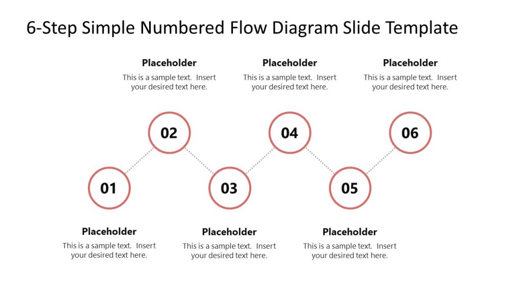 Editable 6-Step Simple Numbered Flow Diagram PPT Template - SlideModel