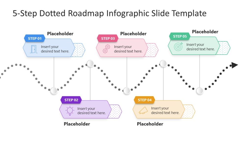 Editable 5-Step Dotted Roadmap Infographic PPT Template - SlideModel