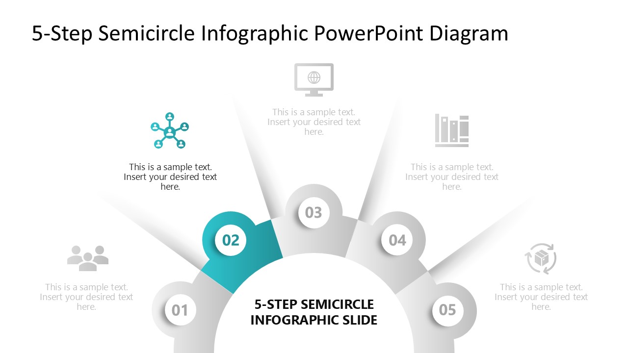 5-Step Semicircle Infographic PowerPoint Diagram