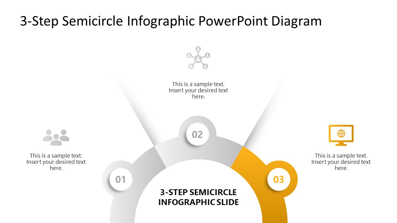 3-Step Semicircle Infographic PowerPoint Diagram