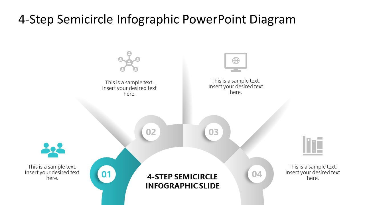 4-Step Semicircle Infographic PowerPoint Diagram