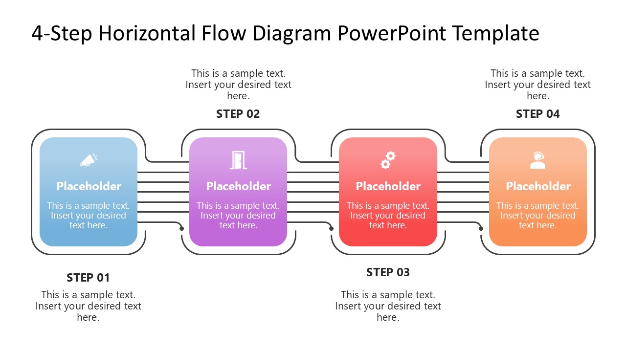 4-Step Horizontal Flow Diagram PowerPoint Template