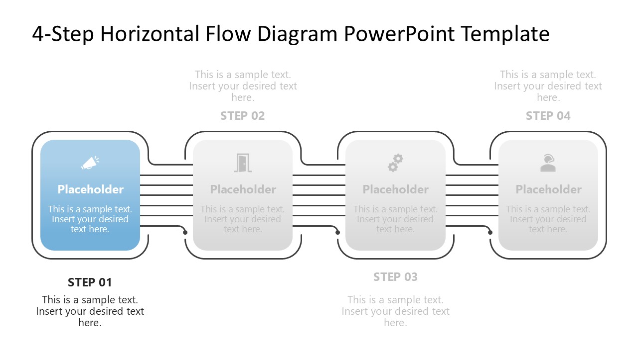 4-Step Horizontal Flow Diagram PowerPoint Template