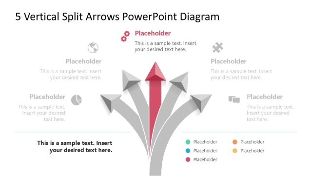 5 Vertical Split Arrows Slide Template - SlideModel