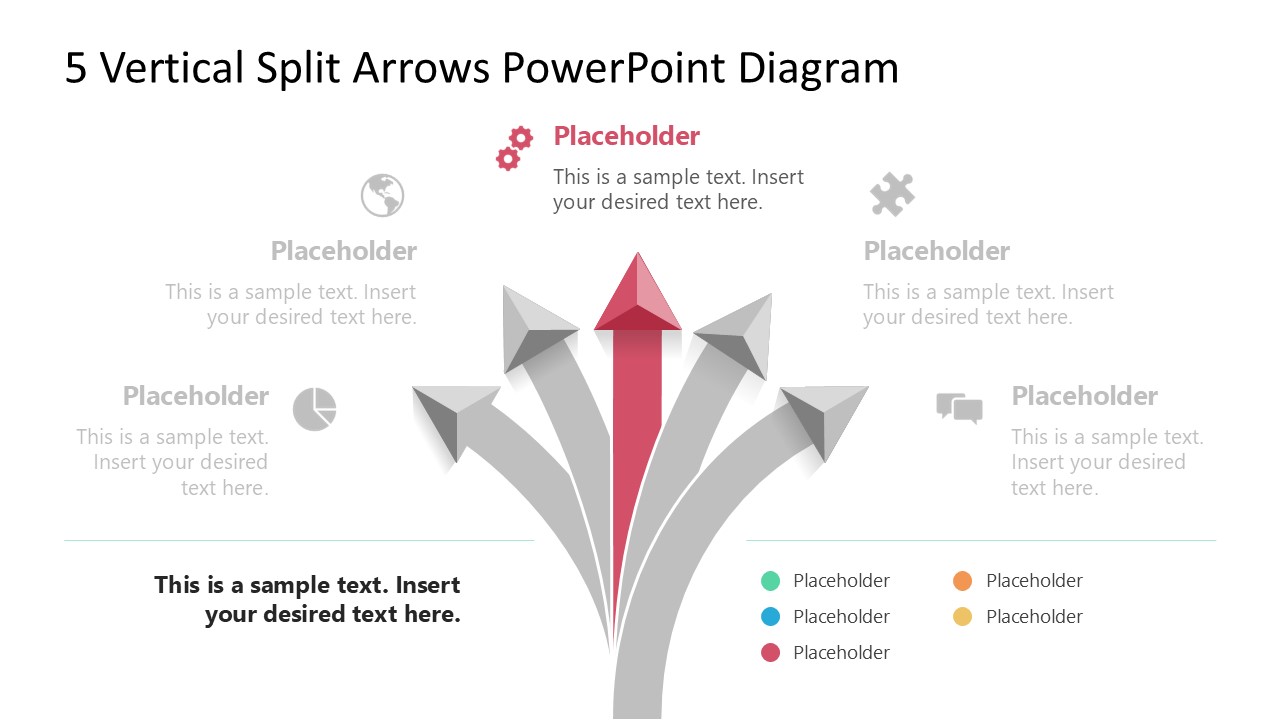 5 Vertical Split Arrows PowerPoint Template