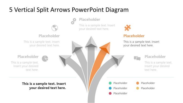 5 Vertical Split Arrows Template Layout - SlideModel