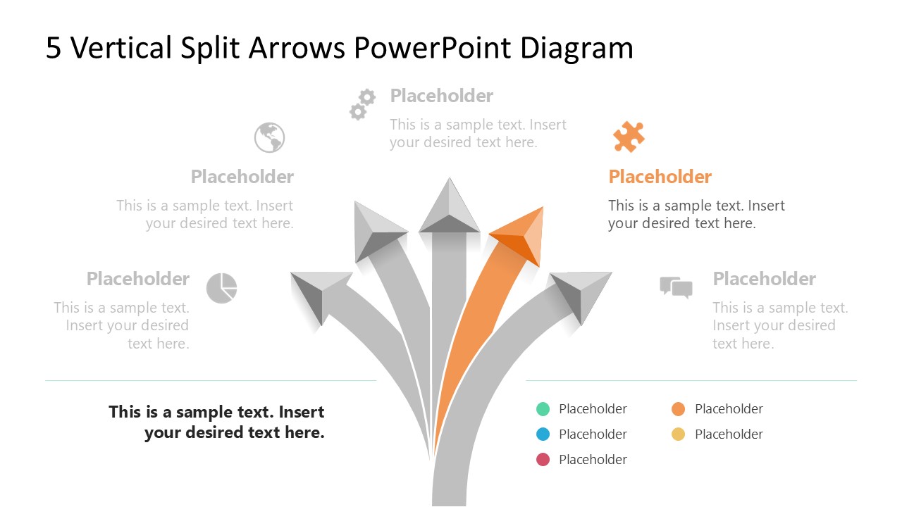 5 Vertical Split Arrows PowerPoint Template