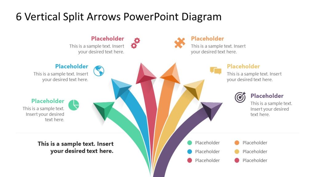 Editable 6-Vertical Split Arrows PowerPoint Template - SlideModel