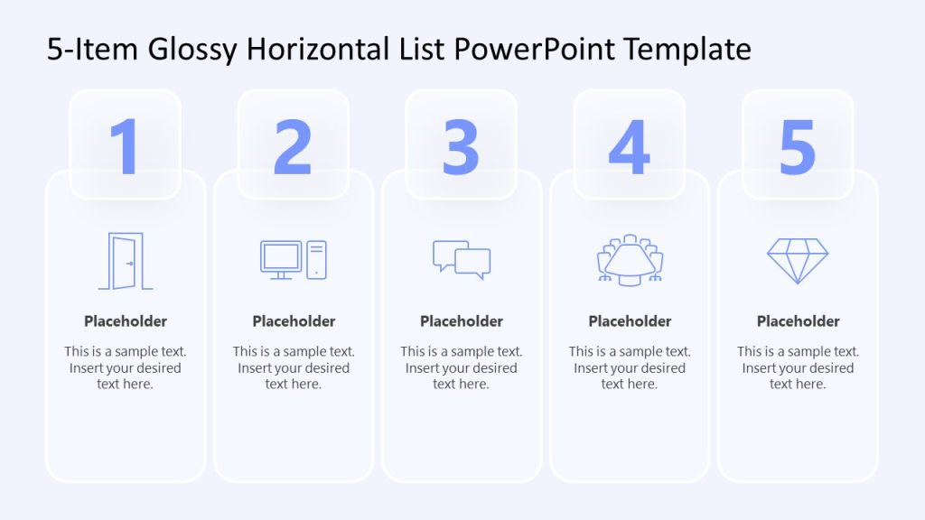 Editable 5-Item Glossy Horizontal List PPT Template - SlideModel
