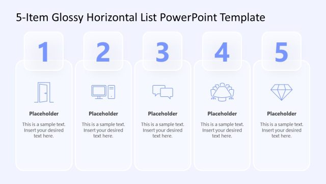 Editable 5-Item Glossy Horizontal List PPT Template - SlideModel