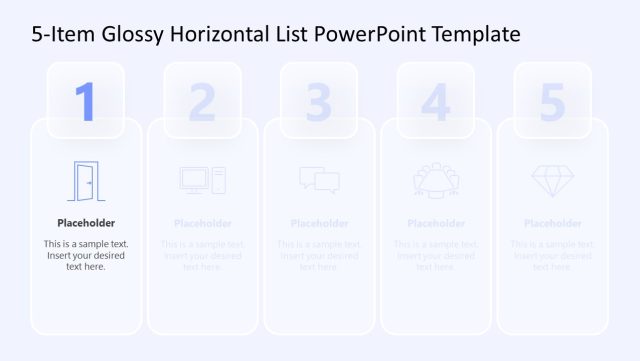 Customizable 5-Item Glossy Horizontal List PPT Template - SlideModel