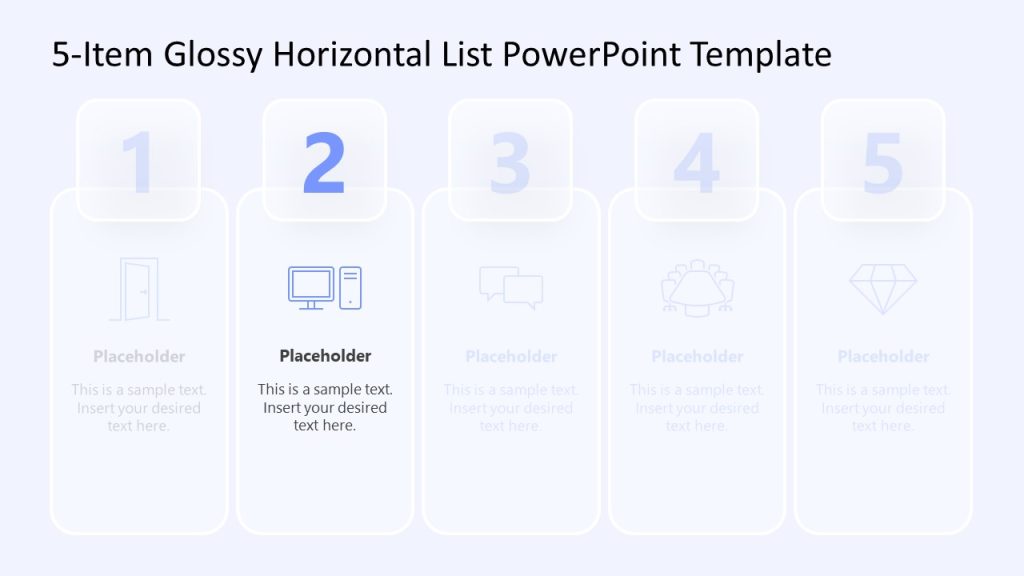 5-Item Glossy Horizontal List Slide Template - SlideModel