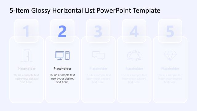 5-Item Glossy Horizontal List Slide Template - SlideModel