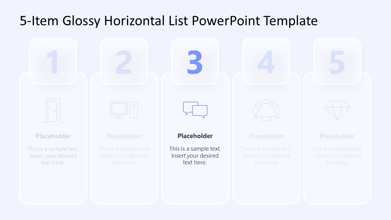5-Item Glossy Horizontal List PowerPoint Template