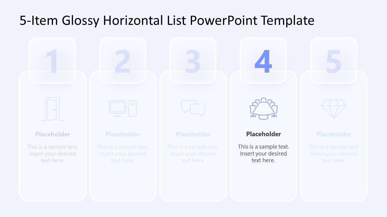 5-Item Glossy Horizontal List PowerPoint Template