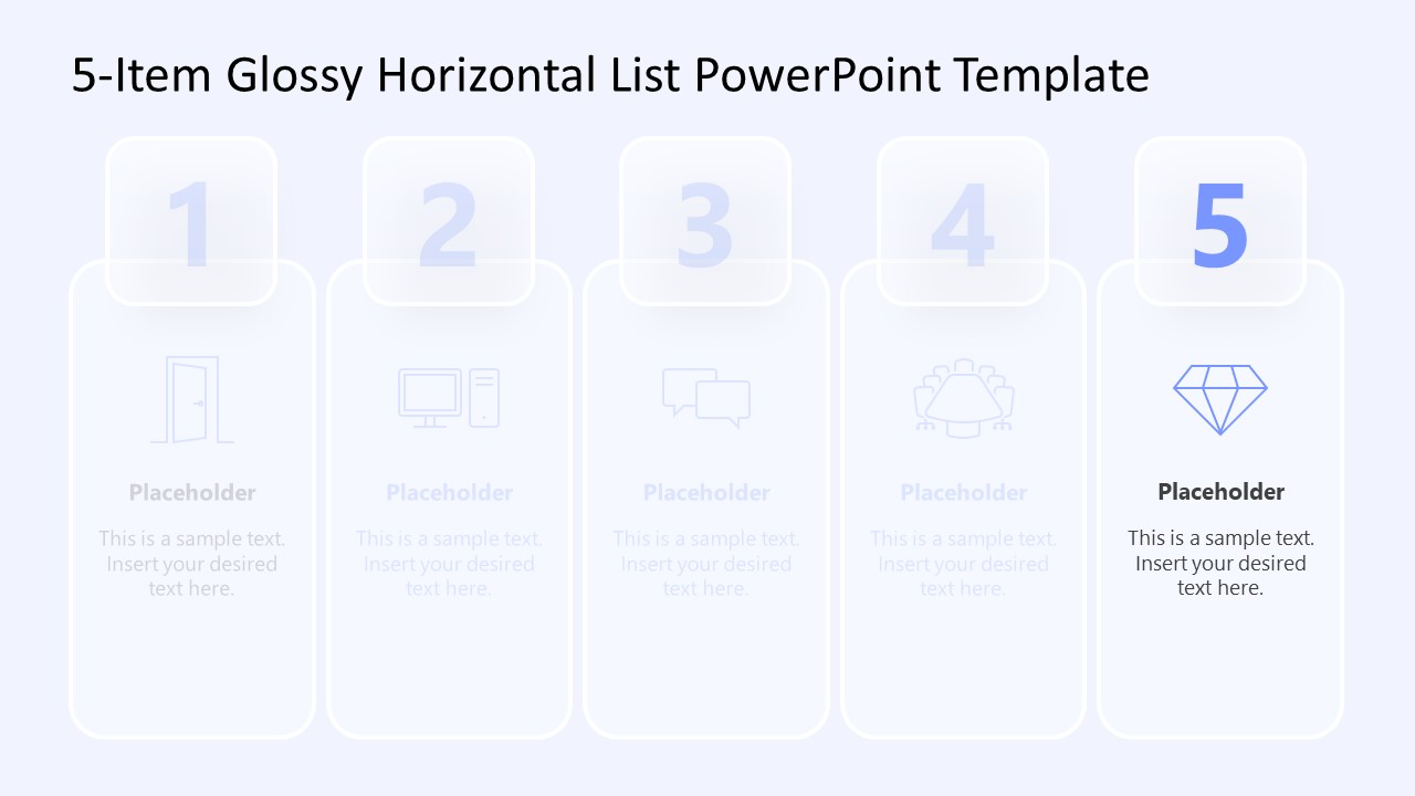5-Item Glossy Horizontal List PowerPoint Template