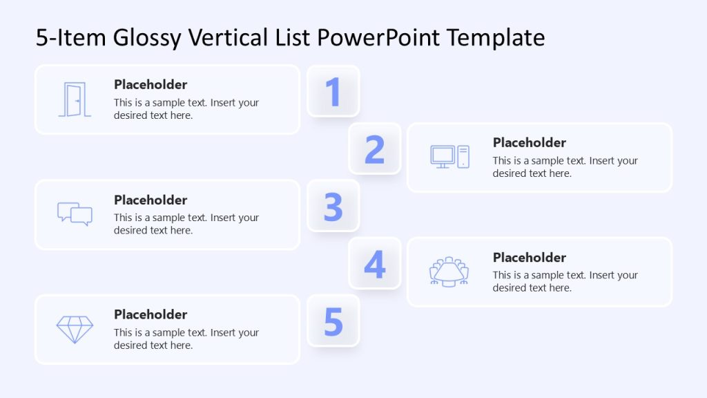 Cover Slide - 5-Item Glossy Vertical List PPT Template - SlideModel