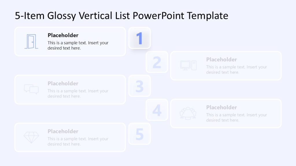 5-Item Glossy Vertical List Presentation Slide - SlideModel