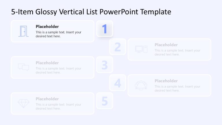 5-Item Glossy Vertical List Presentation Slide - SlideModel