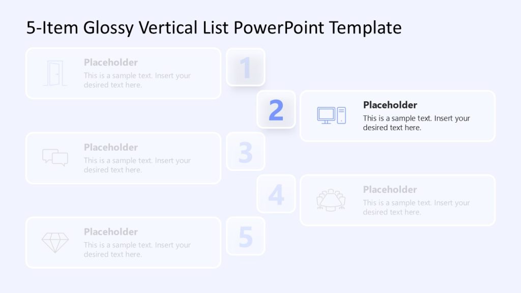 5-Item Glossy Vertical List Template for PowerPoint - SlideModel