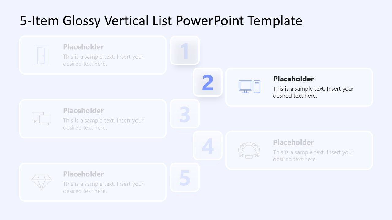 5-Item Glossy Vertical List PowerPoint Template