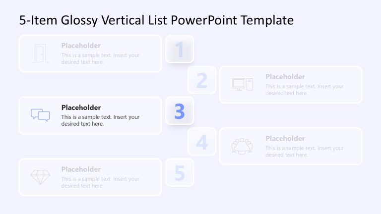 5-Item Glossy Vertical List Template for Presentation - SlideModel