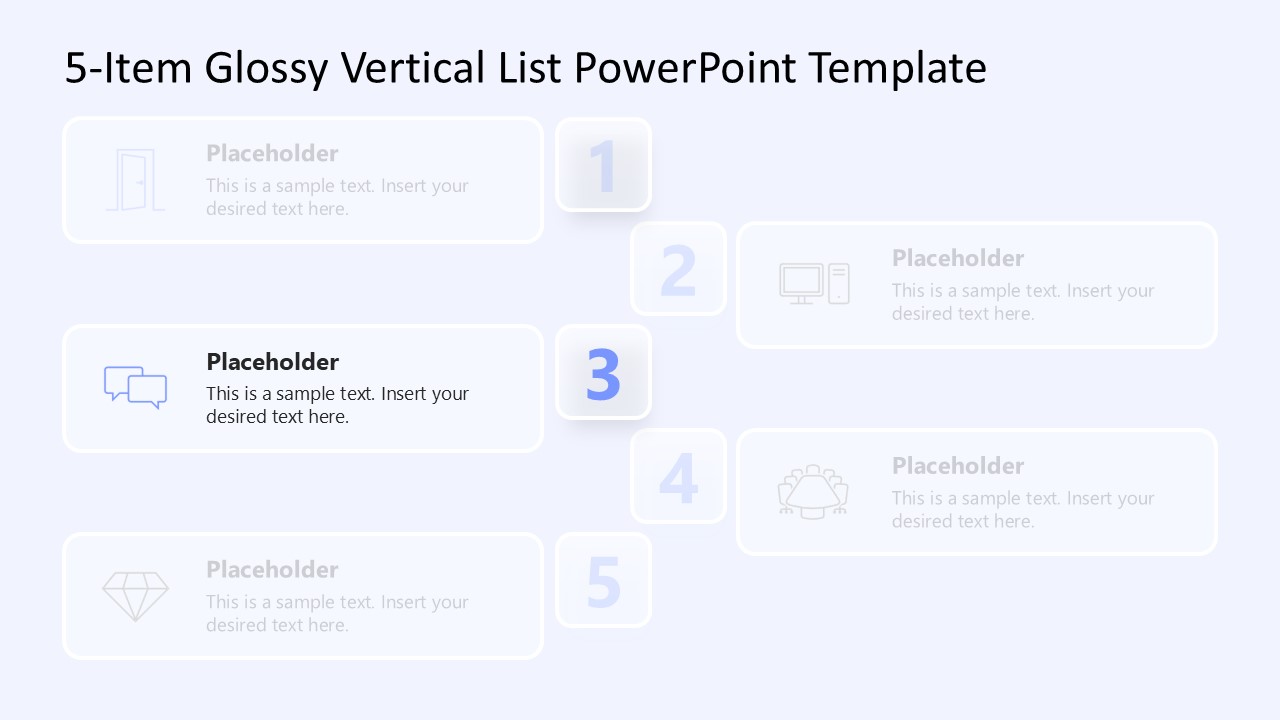 5-Item Glossy Vertical List PowerPoint Template
