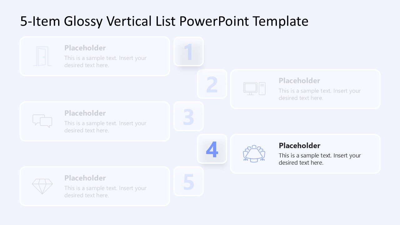 5-Item Glossy Vertical List PowerPoint Template