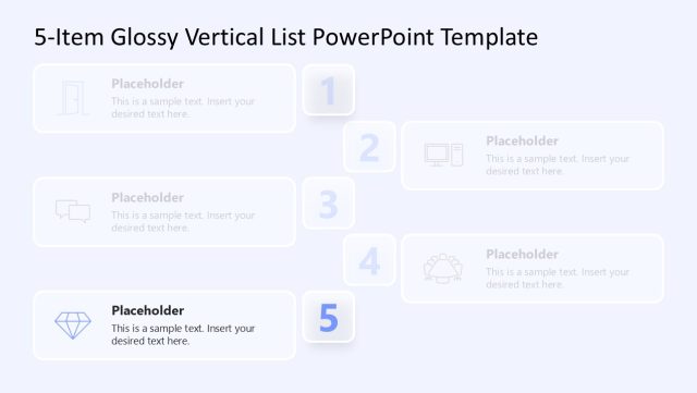 5-Item Glossy Vertical List Slide Template - SlideModel