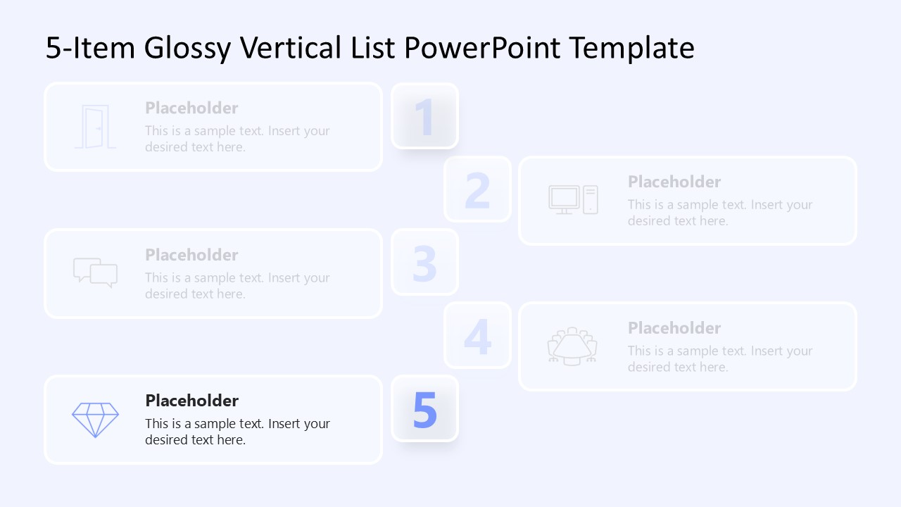 5-Item Glossy Vertical List PowerPoint Template
