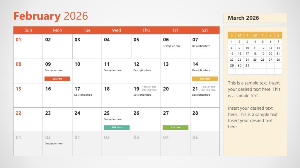 February Slide - Calendar PowerPoint Template - SlideModel