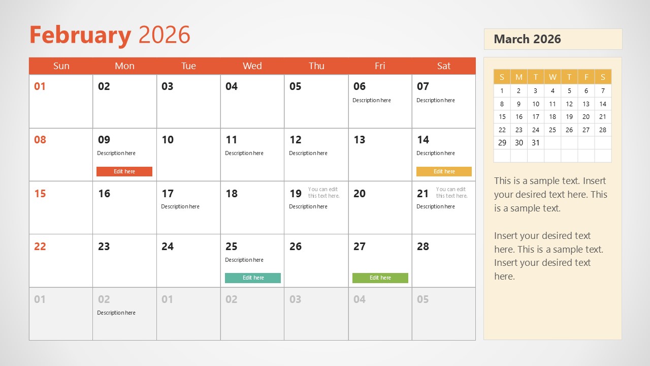 February Slide - Calendar PowerPoint Template - SlideModel