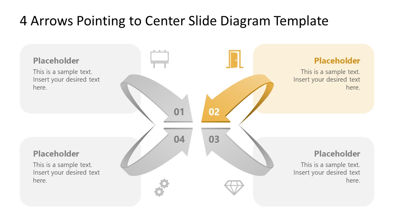 4 Arrows Pointing to Center PowerPoint Diagram