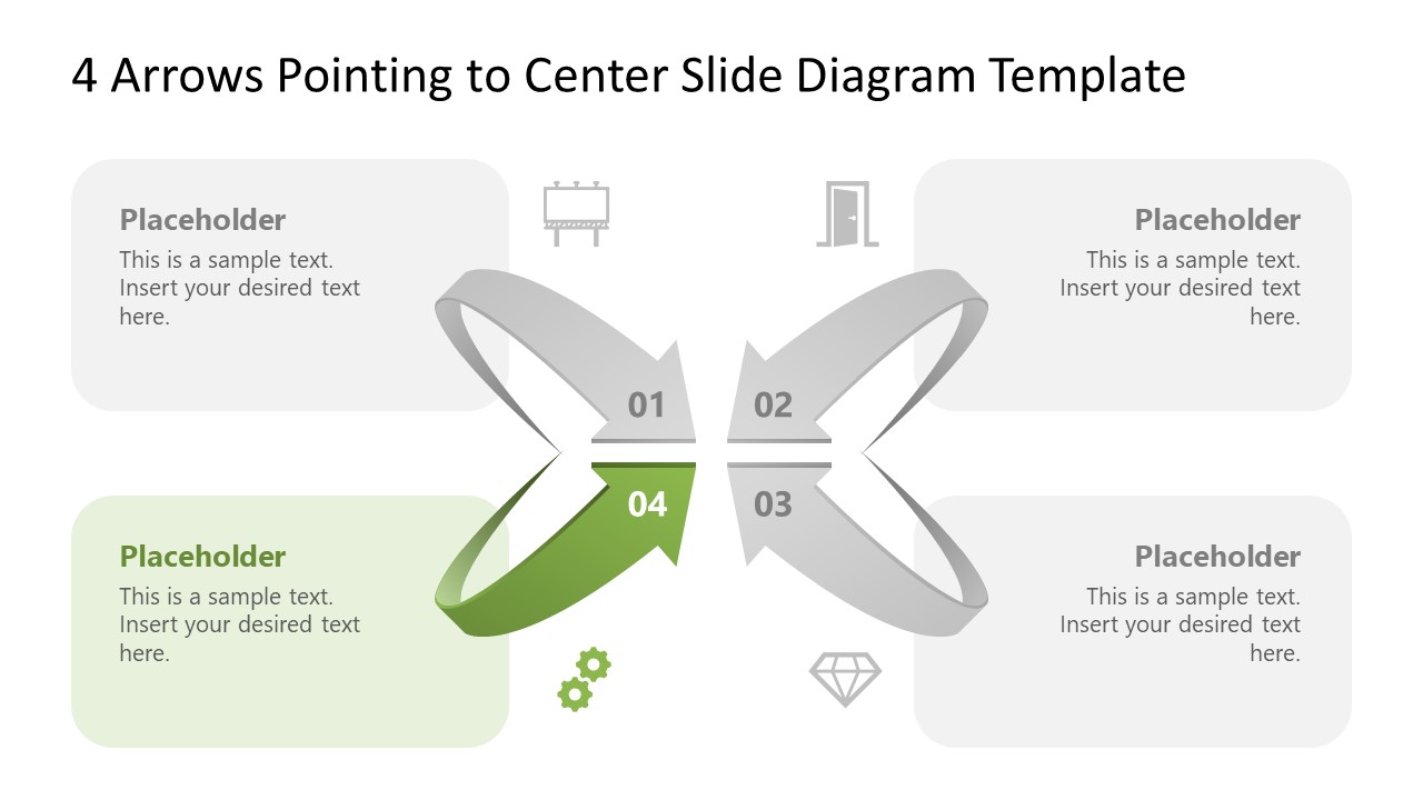 4 Arrows Pointing to Center PowerPoint Diagram